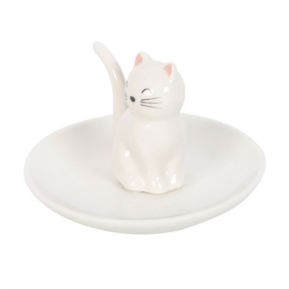Sitting White Cat Face Trinket Dish – Tenovus Cancer Care